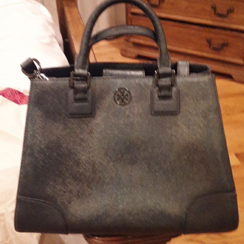 Tory Burch Unique Iridescent Saffiano Leather Tote - Gem